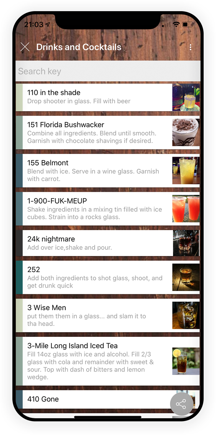 Drinks and Cocktails App - Open as App