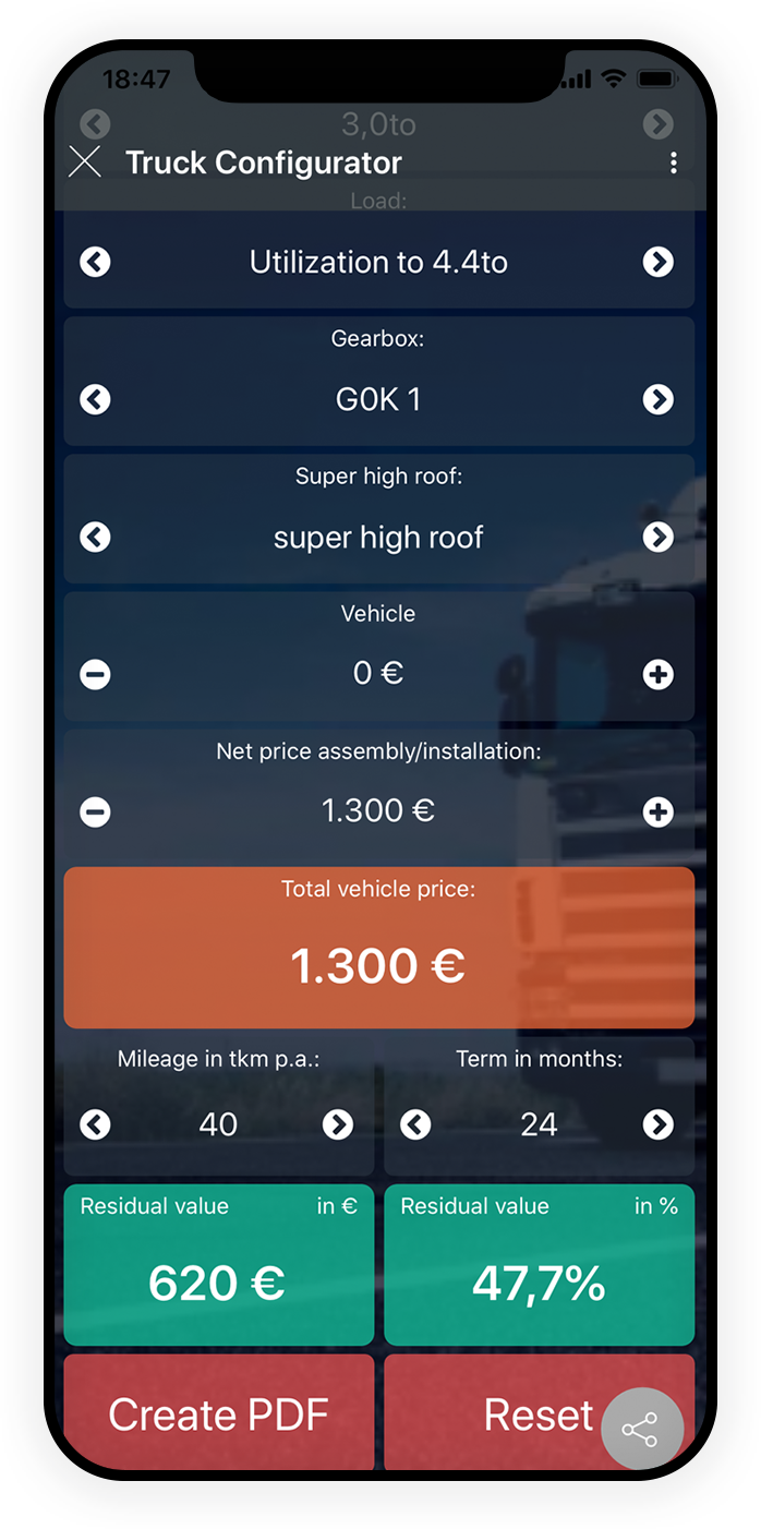 Truck Price Configurator App - Open as App